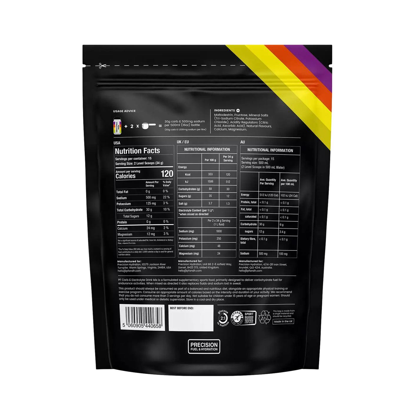 Precision Fuel & Hydration Carb & Electrolyte Drink Mix — Blue ...